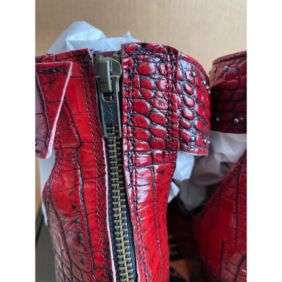 Freebird by Steven | Shoes | Freebird By Steven Terra Red Leather Croco Wedge Sandals Size 1 New ...